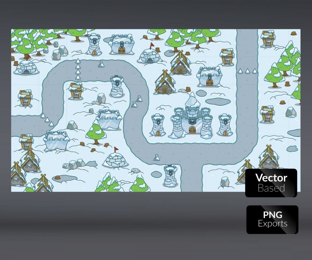 Snowy Top Down Tower Defense Set | CartoonSmart.com