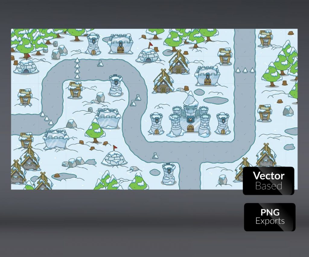 Snowy Top Down Tower Defense Set | CartoonSmart.com